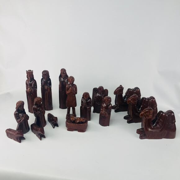 Philippines | Holiday | Vintage Hand Carved Wood Christmas Nativity ...